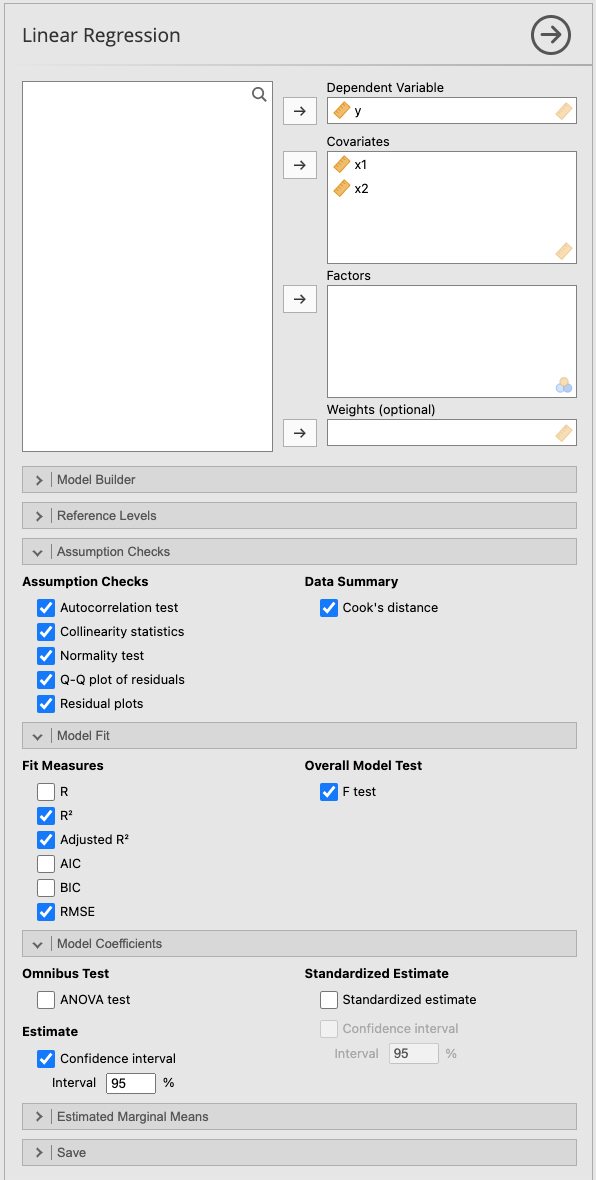 5 เมนู Regression – Jamovi Manual